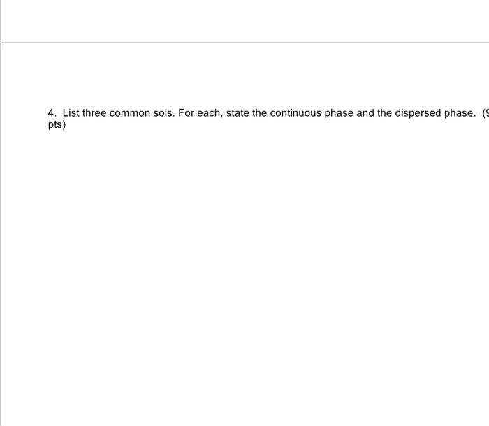 Solved 4. List three common sols. For each, state the | Chegg.com