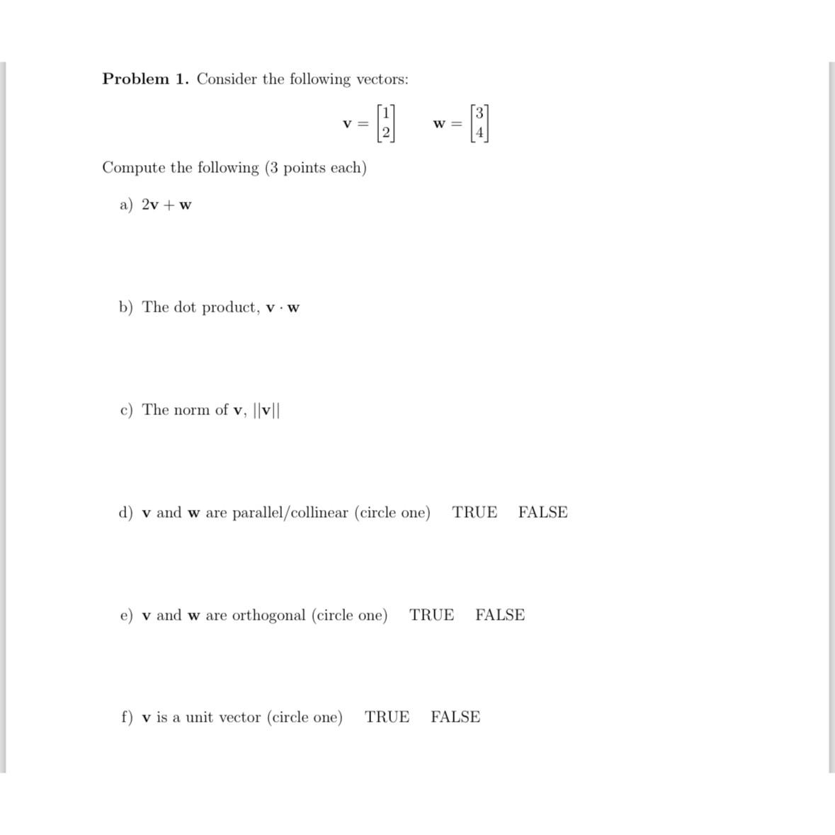 Solved Problem 1. ﻿Consider the following | Chegg.com