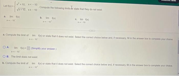 Solved Let f(x)={x2+10,x+10,x