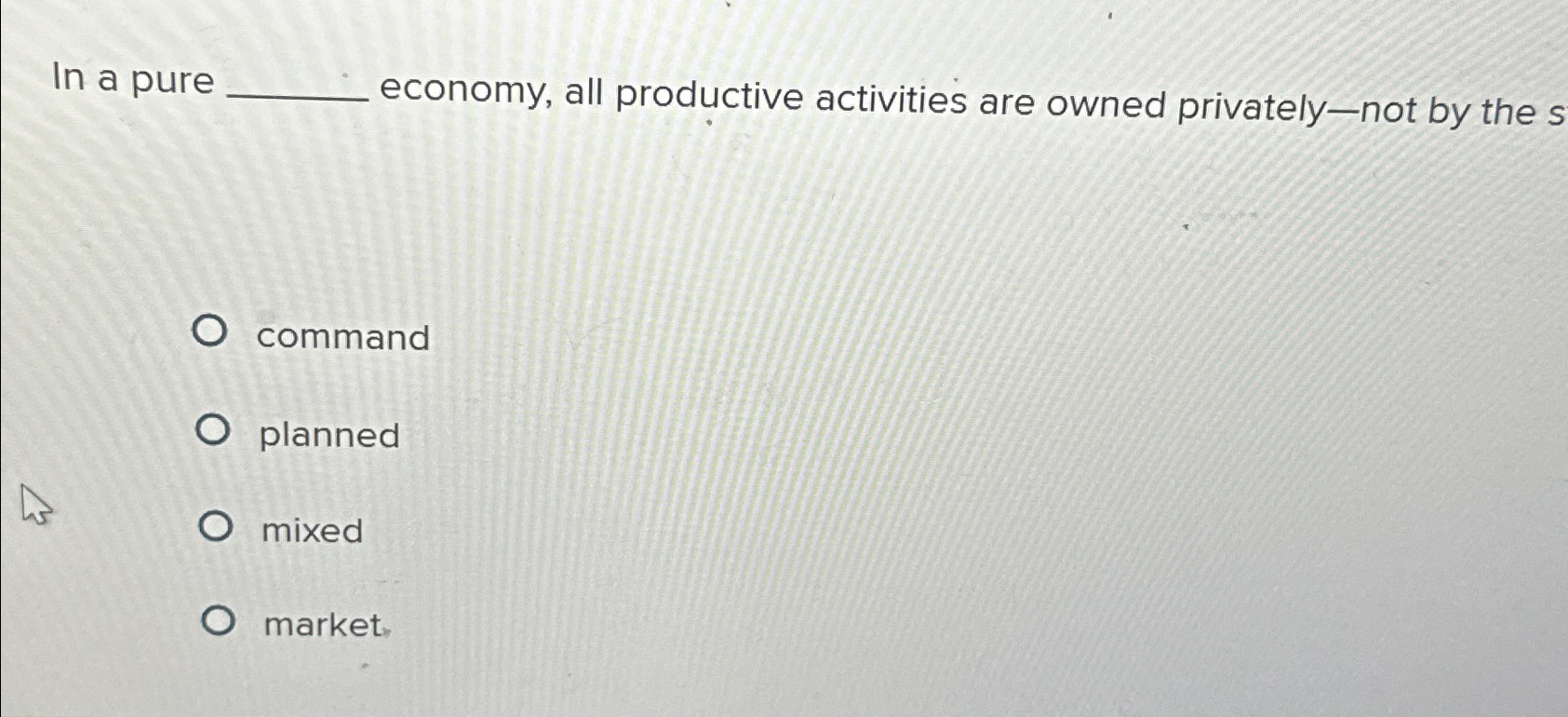 Solved In a pure economy, all productive activities are | Chegg.com