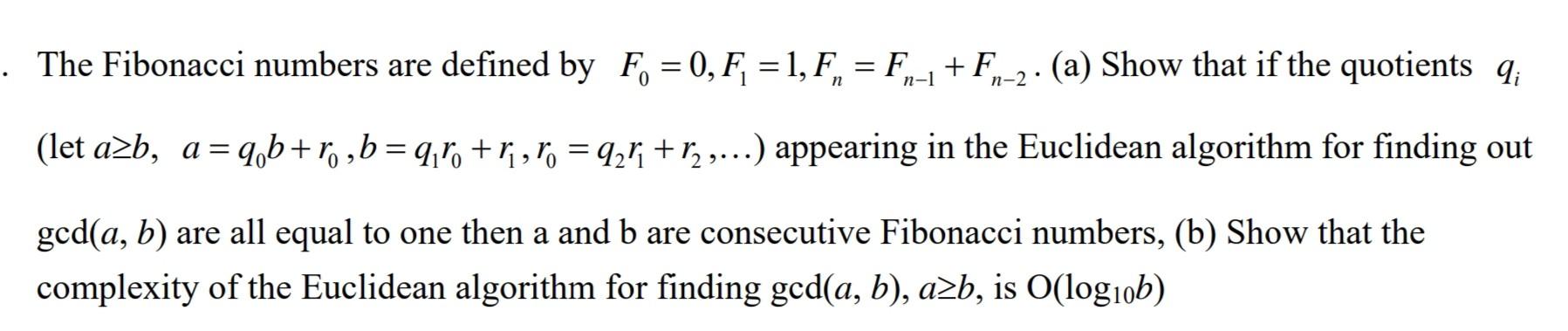 Solved The Fibonacci numbers are defined by | Chegg.com