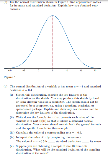 Solved (a) ﻿For the normal distribution shown in Figure 1, | Chegg.com