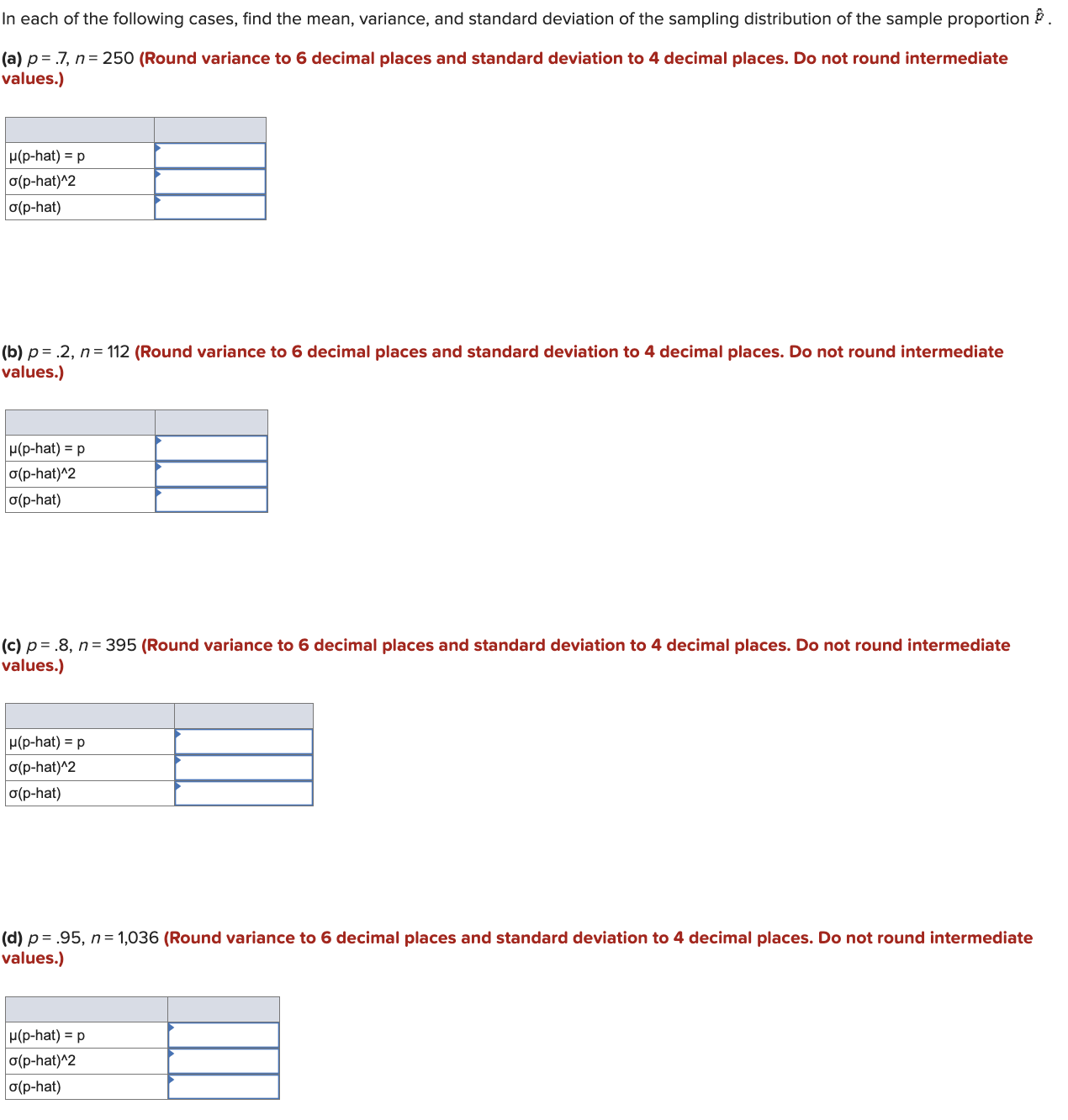 Solved In each of the following cases, find the mean, | Chegg.com