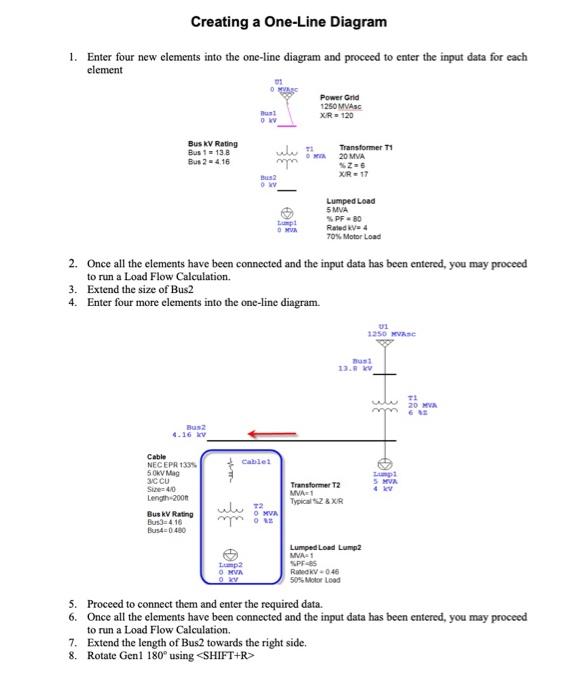 Creating a One-Line Diagram 1. Enter four new | Chegg.com