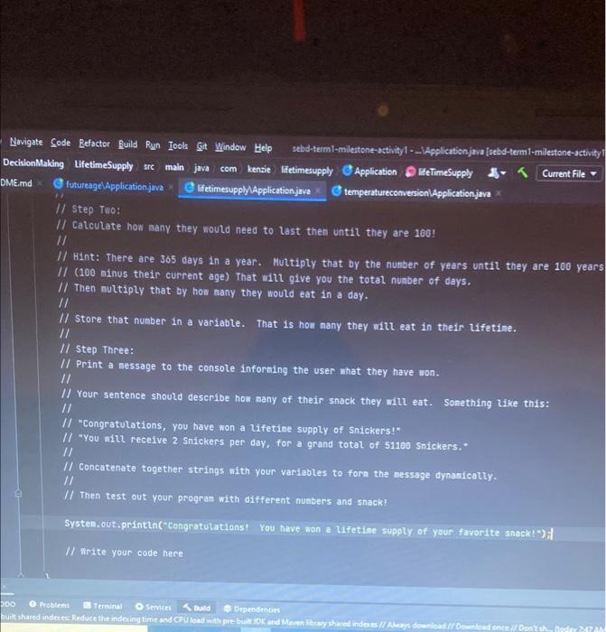 [Solved]: stuck on what to do for this java code and how to