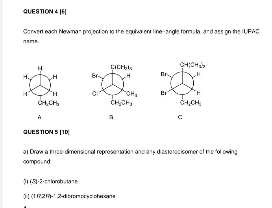 Solved Convert each Newman projection to the equivalent | Chegg.com