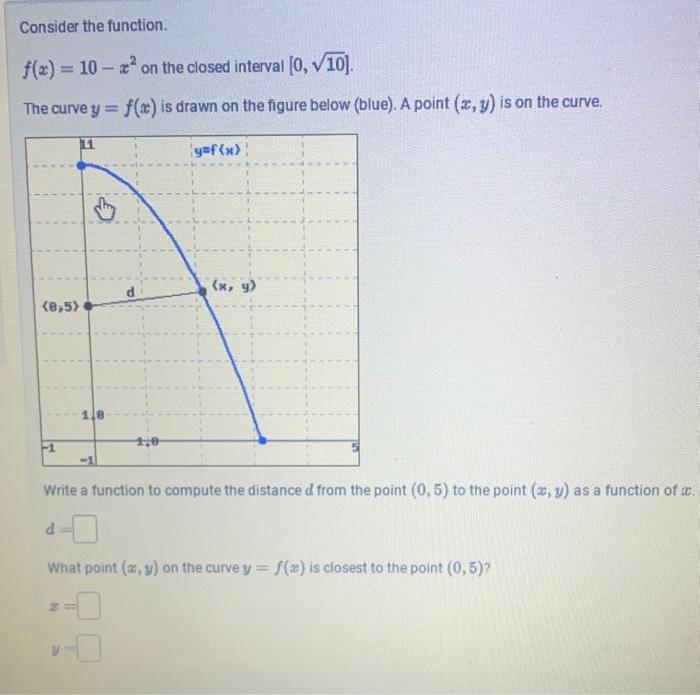 Solved Consider the function. f(x)=10−x2 on the closed | Chegg.com