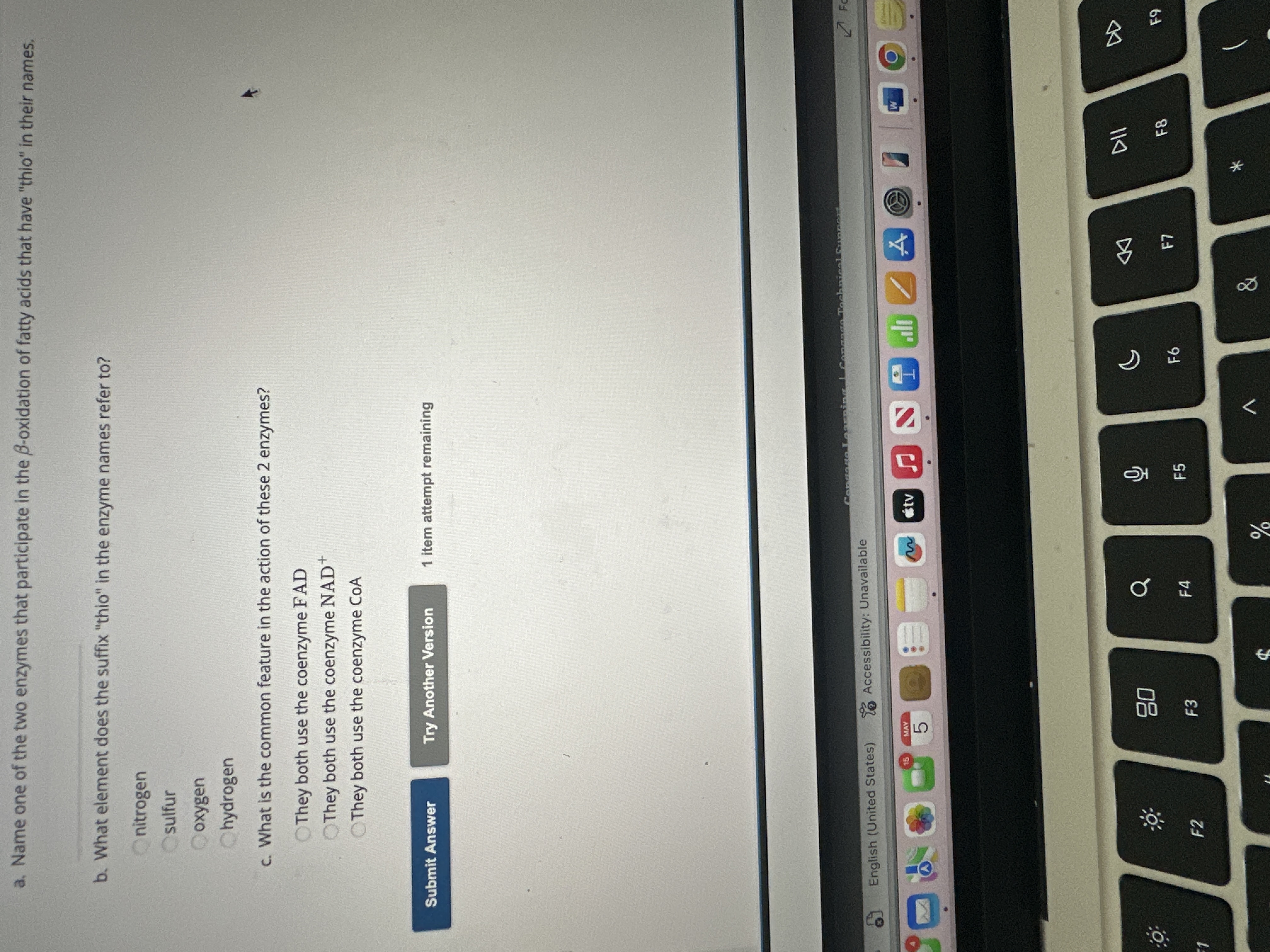 Solved a. ﻿Name one of the two enzymes that participate in | Chegg.com