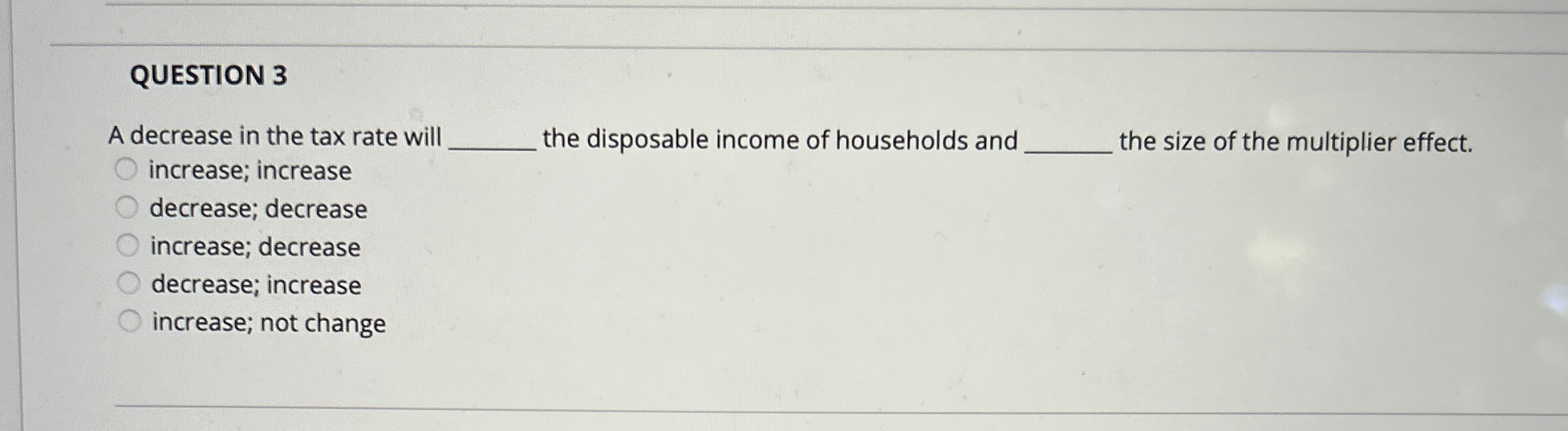 Solved QUESTION 3A decrease in the tax rate will ﻿the | Chegg.com