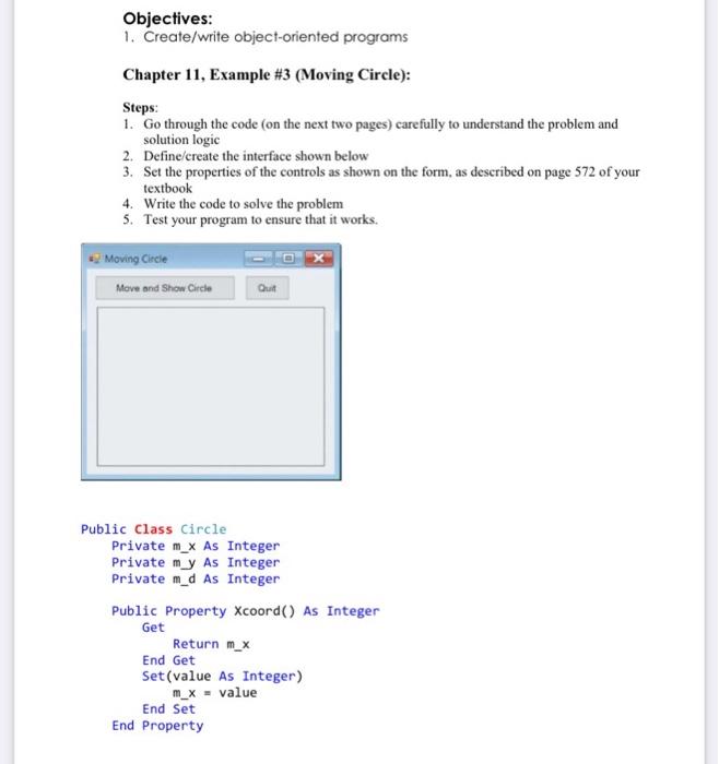Solved Objectives: 1. Create/write object-oriented programs | Chegg.com