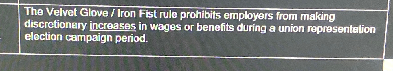 Solved True or false: the Velvet Glove / ﻿Iron Fist rule | Chegg.com