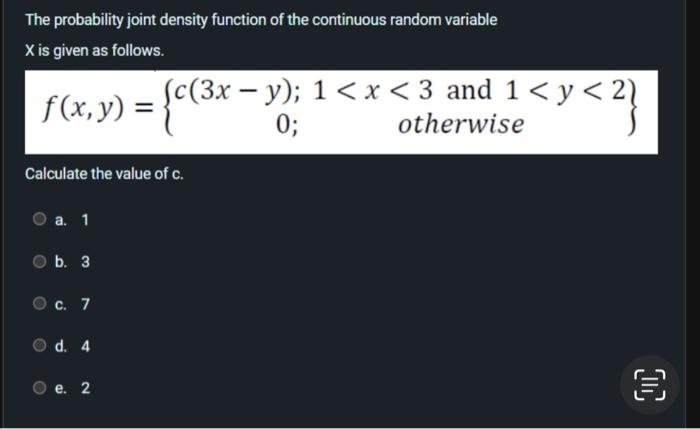 Solved The probability joint density function of the | Chegg.com