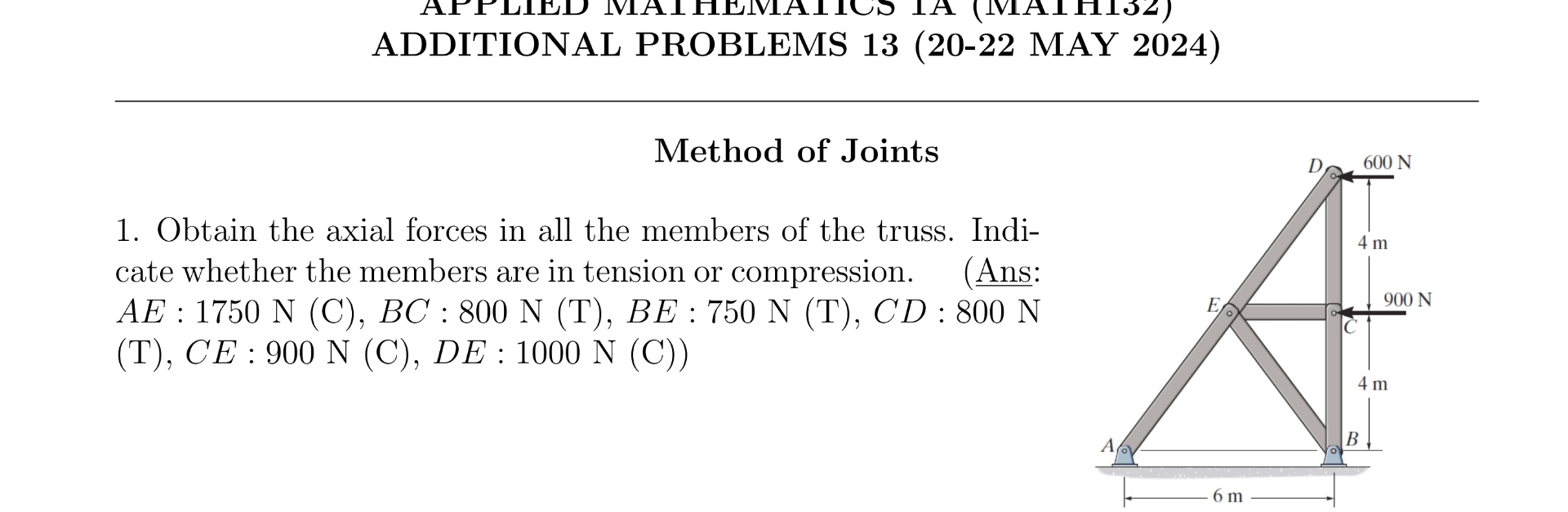 Solved ADDITIONAL PROBLEMS 13 (20-22 ﻿MAY 2024)Method of | Chegg.com