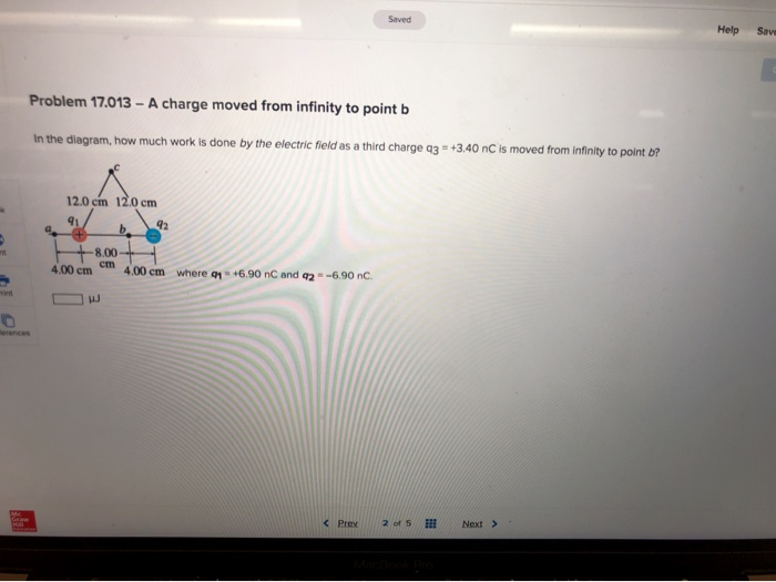 Solved Help Save Problem 17.013 - A charge moved from | Chegg.com