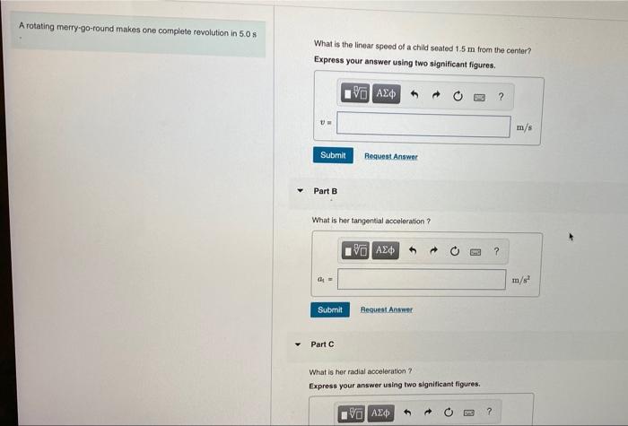 Solved A rotating merry-go-round makes one complete | Chegg.com