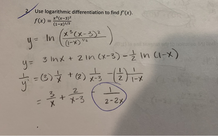 Solved Use logarithmic differentiation to find f'(x). x3 | Chegg.com