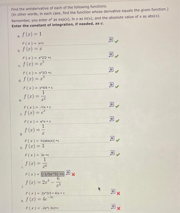 Solved Find the antiderivative of each of the following | Chegg.com