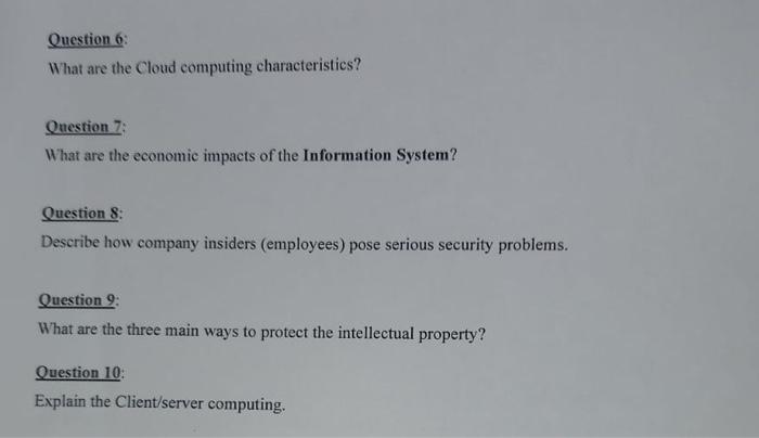 Solved Question 6: What are the Cloud computing | Chegg.com