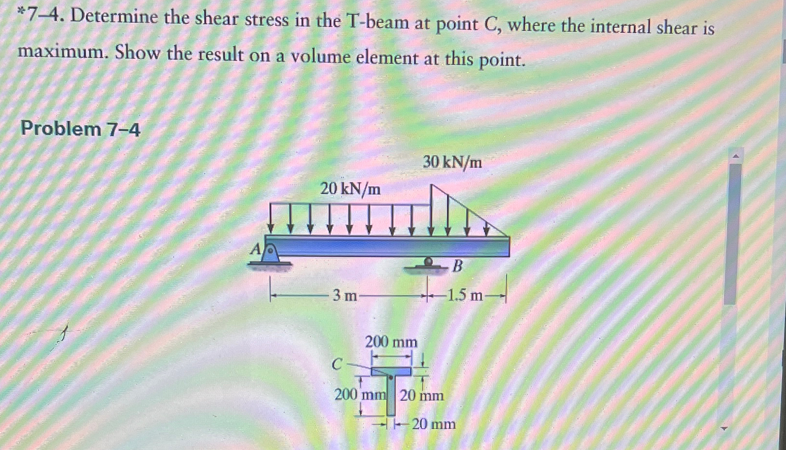 Solved *7-4. ﻿Determine the shear stress in the T-beam at | Chegg.com