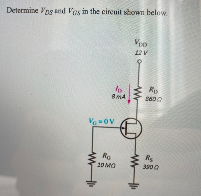 Solved Determine Vps and Vgs in the circuit shown below. VpD | Chegg.com