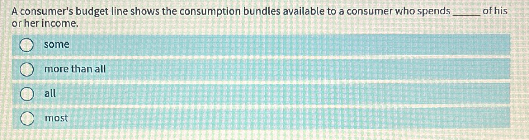 Solved A consumer's budget line shows the consumption | Chegg.com