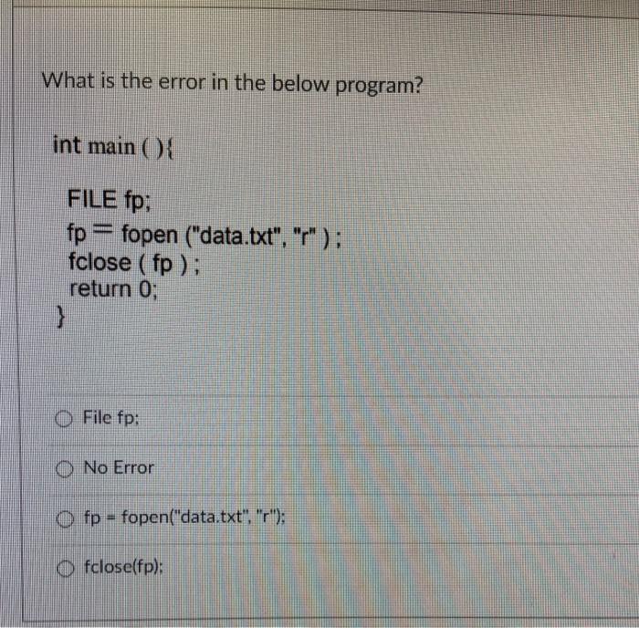 Solved What Is The Error In The Below Program Int Main Chegg