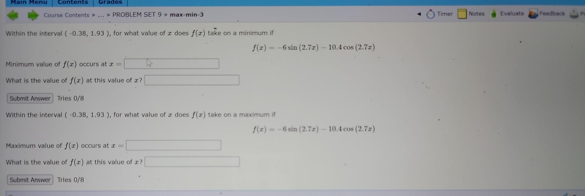 Solved Course Contents ≫…≫ PROBLEM SET 9≫max−min−3 Within | Chegg.com