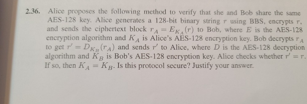 Solved 2.36. Alice proposes the following method to verify | Chegg.com