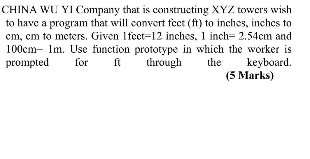 Solved CHINA WU YI Company that is constructing XYZ towers | Chegg.com