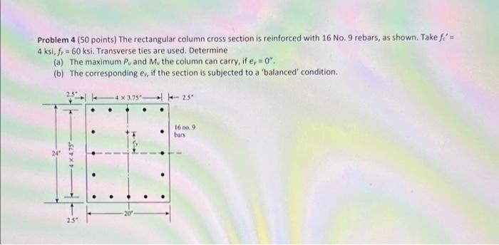 Solved Problem 4 (50 points) The rectangular column cross | Chegg.com