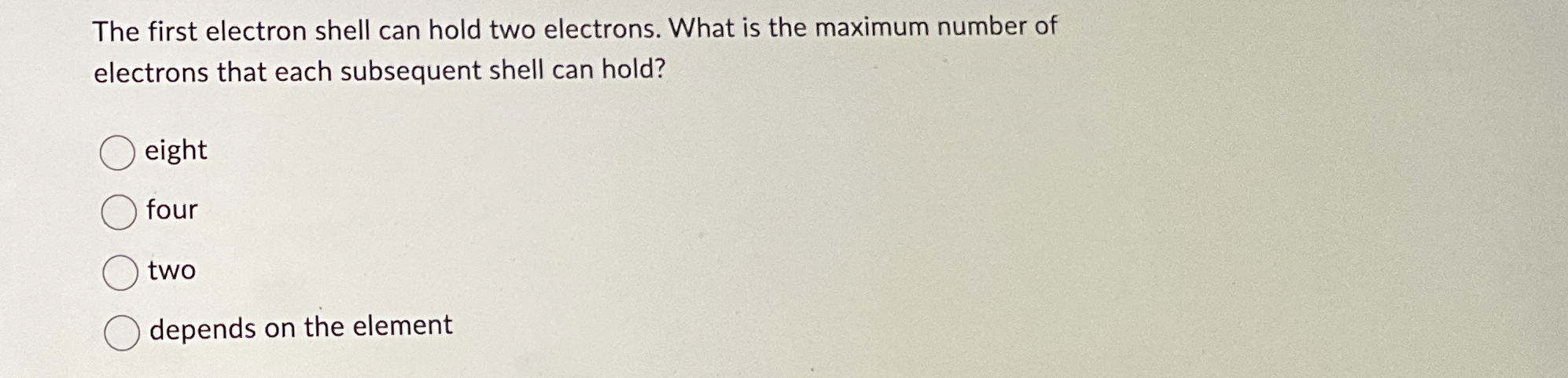 Solved The first electron shell can hold two electrons. What | Chegg.com