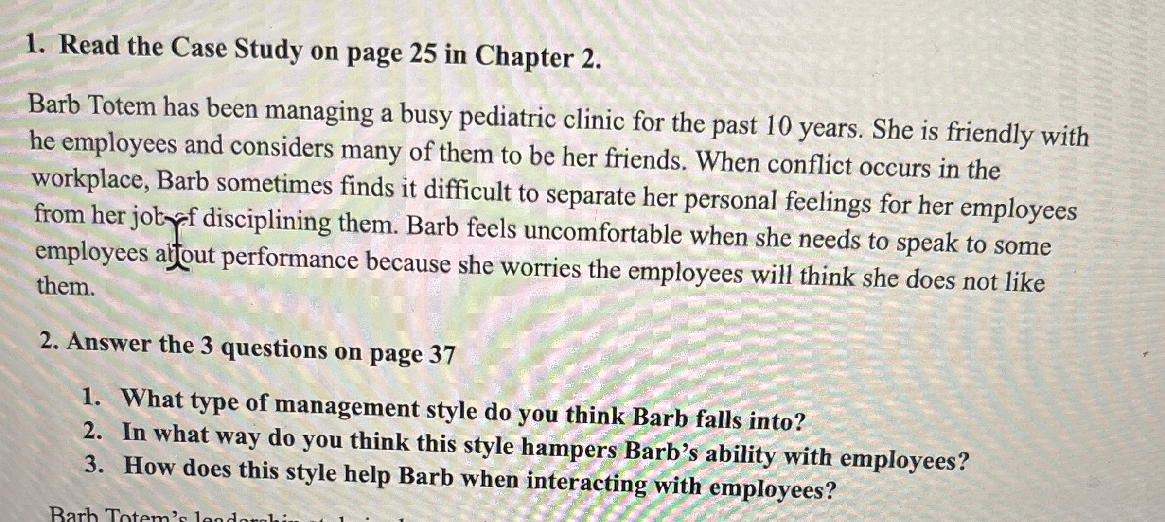 Solved Read the Case Study on page 25 ﻿in Chapter 2.Barb | Chegg.com