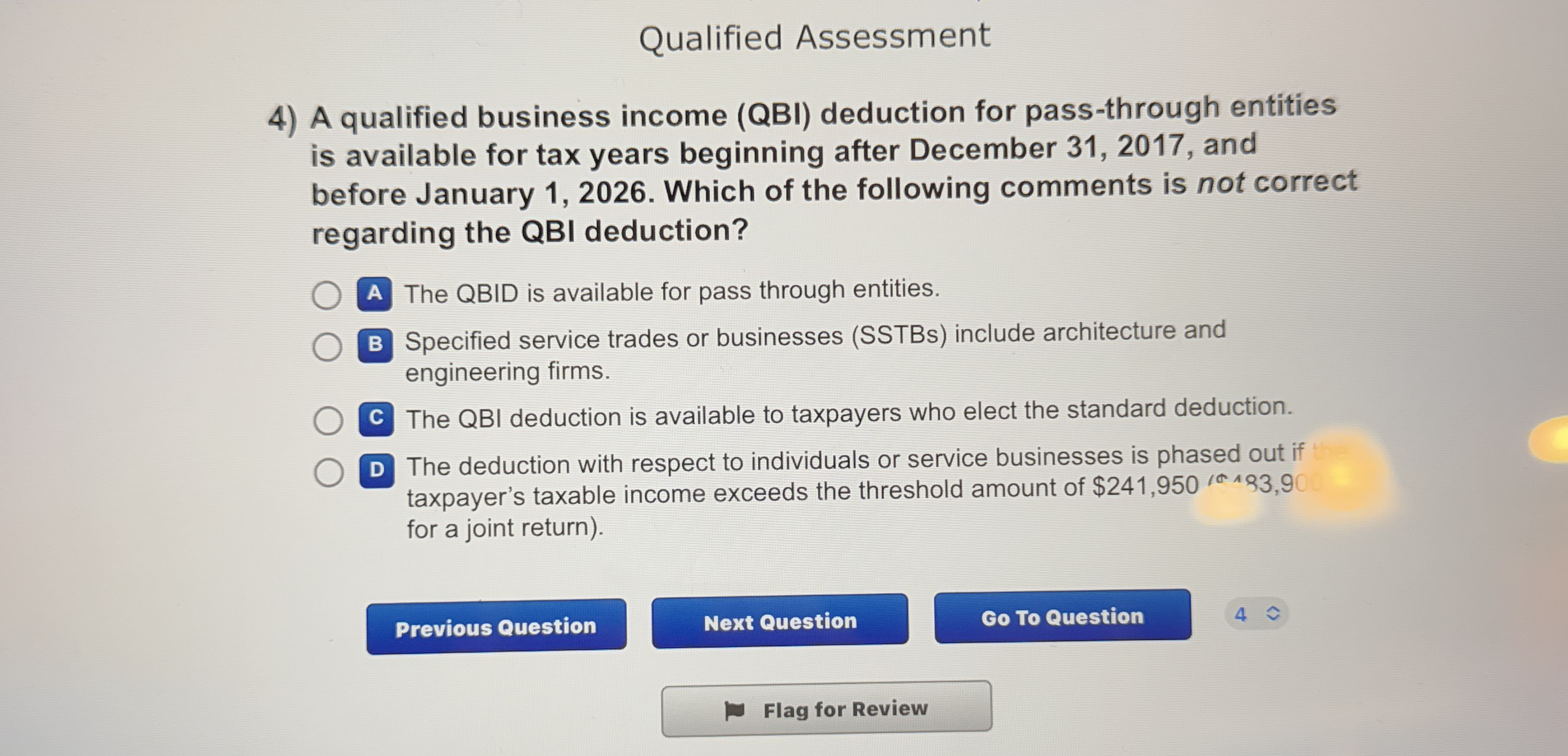 Solved Qualified AssessmentA qualified business income (QBI) | Chegg.com