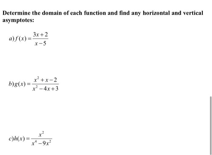 Solved Determine The Domain Of Each Function And Find Any