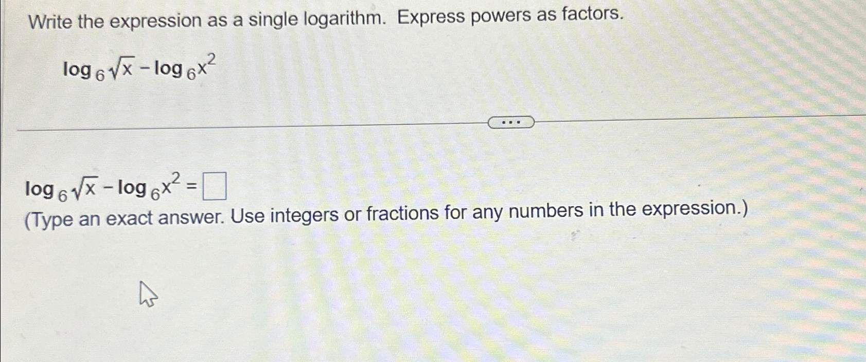 Solved Write the expression as a single logarithm. Express | Chegg.com
