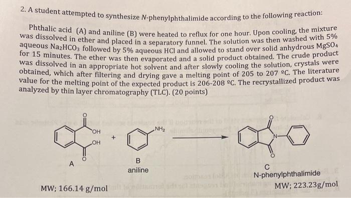 Solved 2. A student attempted to synthesize | Chegg.com