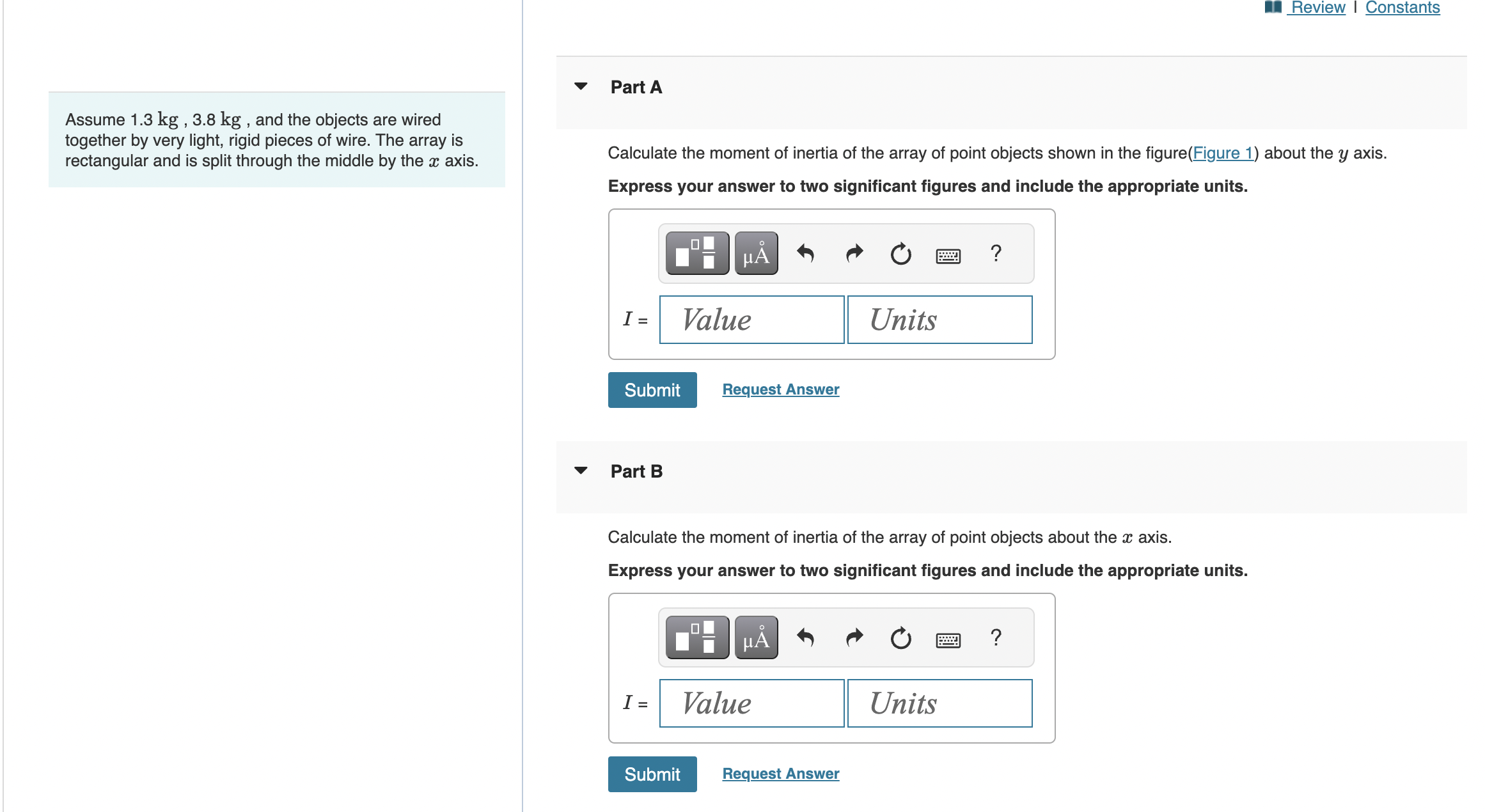 Solved Assume 1.3kg,3.8kg, ﻿and the objects are | Chegg.com