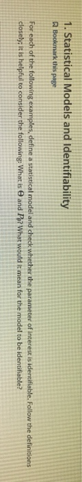 1. Statistical Models and Identifiability A Bookmark | Chegg.com