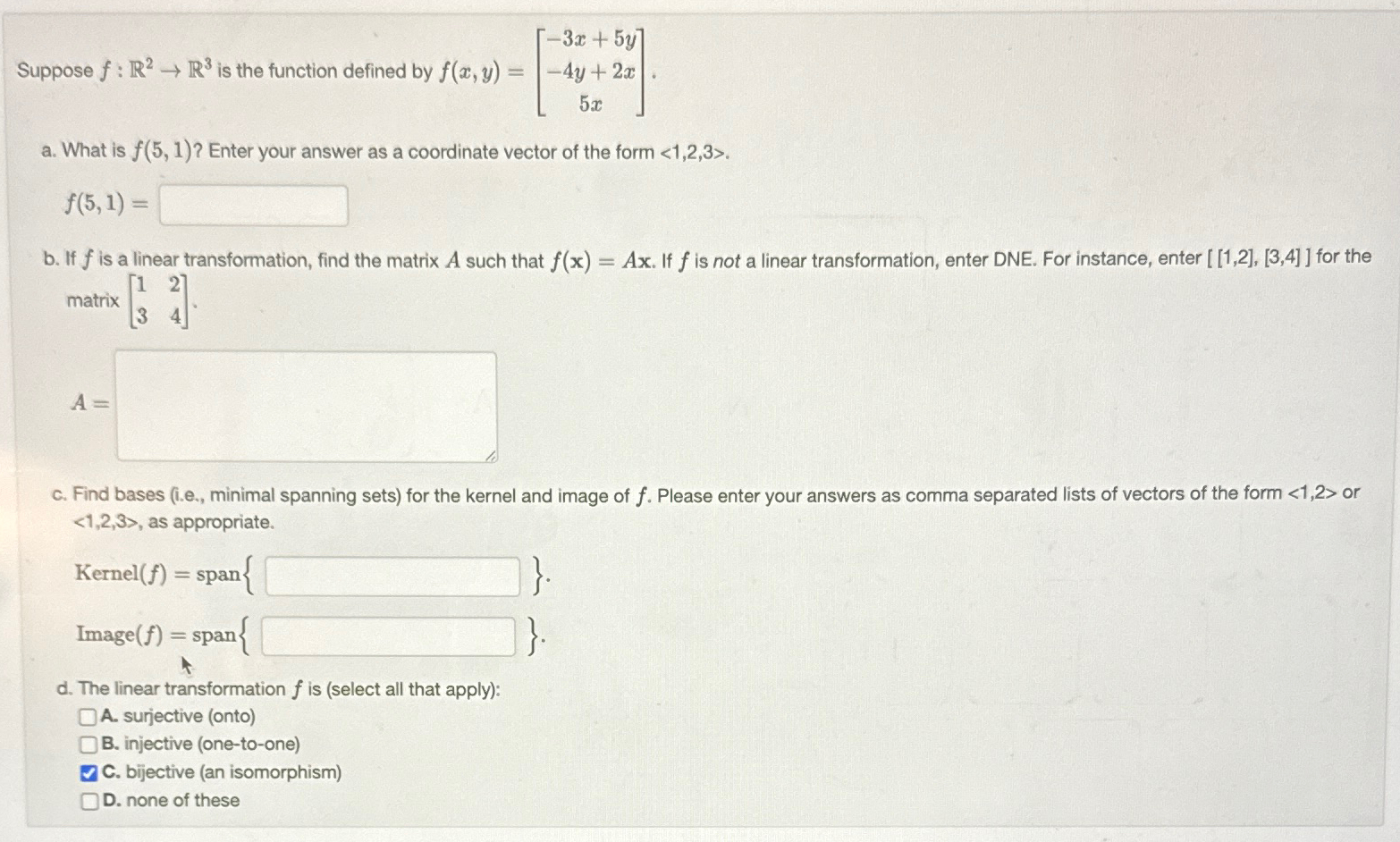 Solved Suppose f:R2→R3 ﻿is the function defined by | Chegg.com