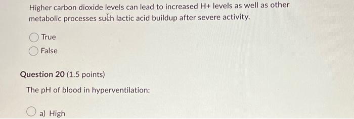 Solved Higher carbon dioxide levels can lead to increased H+ | Chegg.com