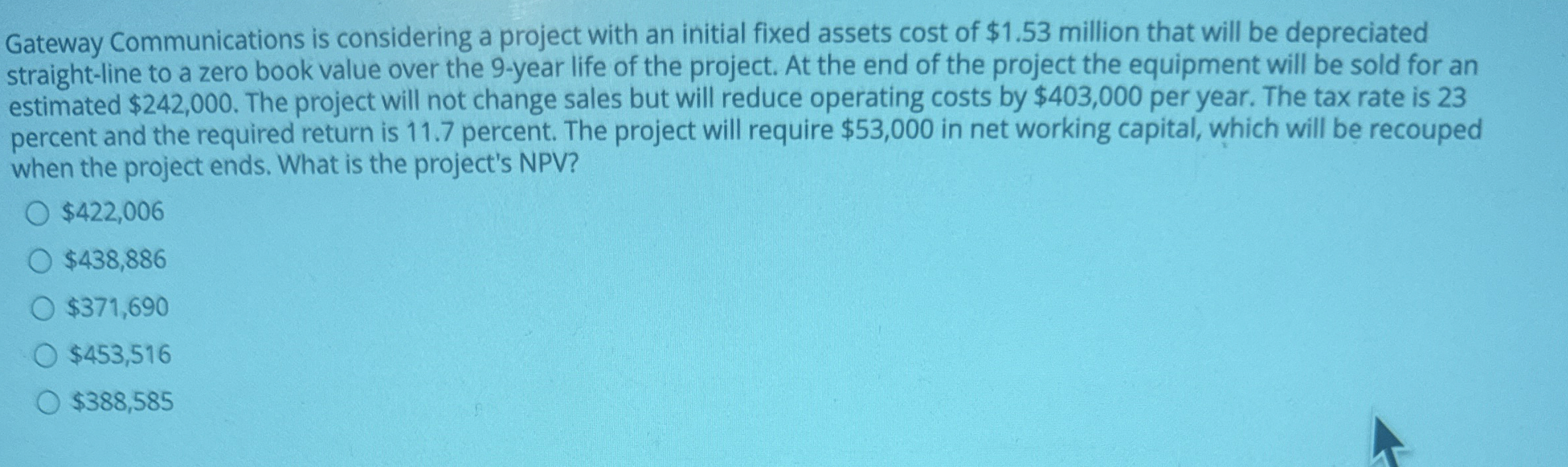 Solved Gateway Communications is considering a project with | Chegg.com