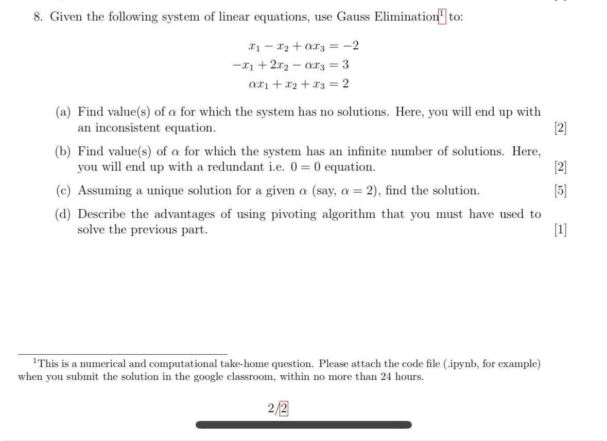 Solved Given the following system of linear equations, use | Chegg.com