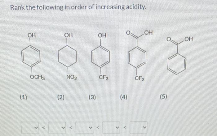 Solved Rank the following in order of increasing acidity. | Chegg.com