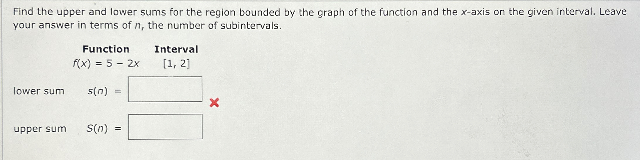 Solved Find the upper and lower sums for the region bounded | Chegg.com