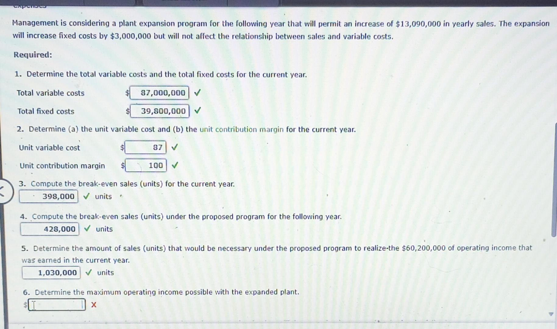 Solved Management is considering a plant expansion program | Chegg.com