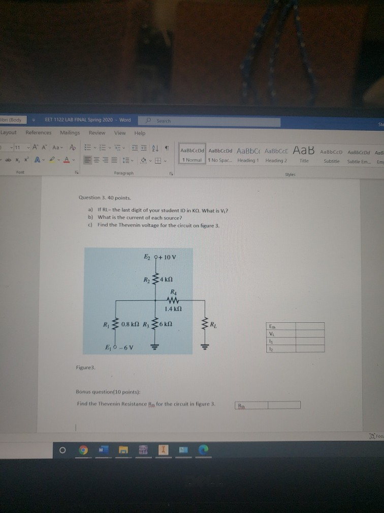 Solved libri (Body EET 1122 LAB FINAL Spring 2020 - Word | Chegg.com