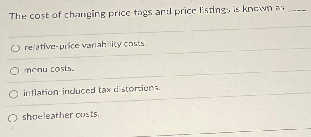 Solved The cost of changing price tags and price listings is | Chegg.com