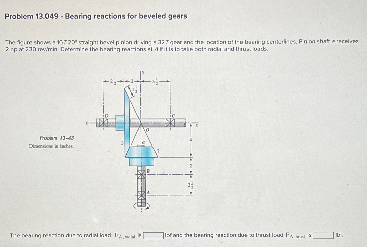 Solved Problem 13.049 - ﻿Bearing reactions for beveled | Chegg.com