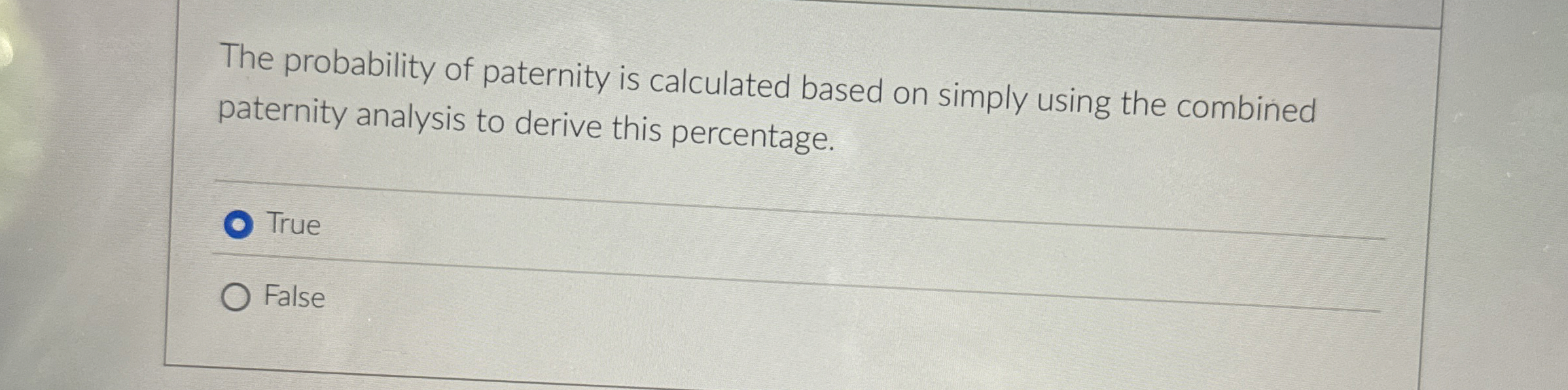 Solved The probability of paternity is calculated based on | Chegg.com