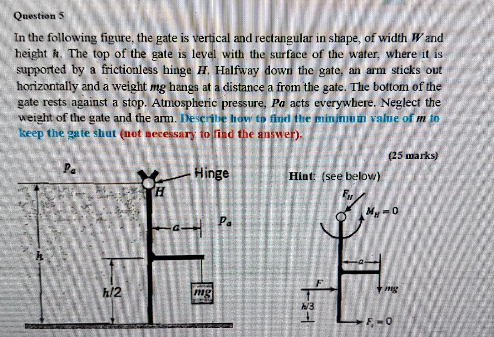 Solved Question 5 In the following figure, the gate is | Chegg.com